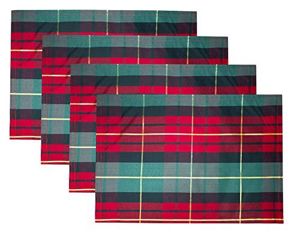 Fennco Styles Classic Red & Green Holiday Tartan Plaid Placemats 14"W X ...
