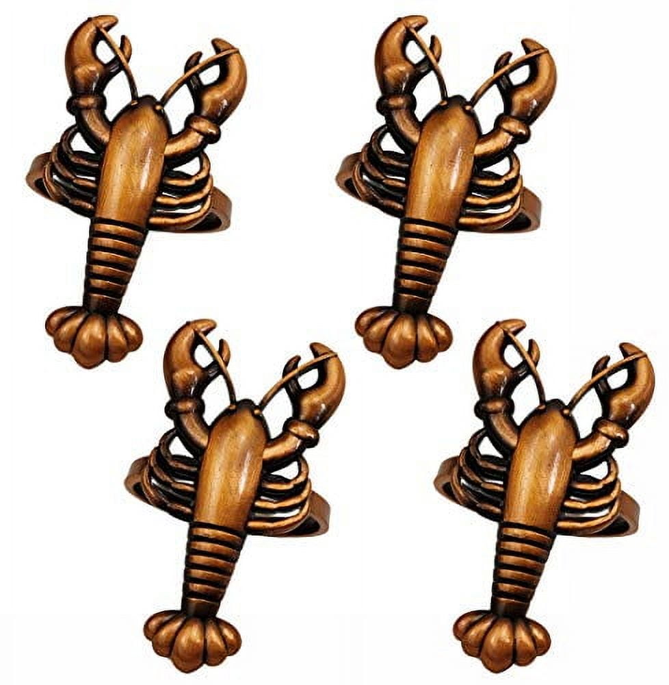 Fennco Styles Coastal Lobster Metal Napkin Rings, Set of 4 - Bronze ...