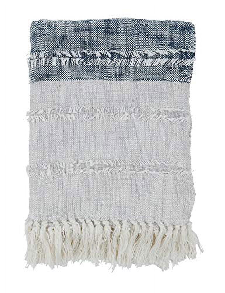 Fennco Styles Color Block Throw Blanket with Tassel 50" W x 60" L ...