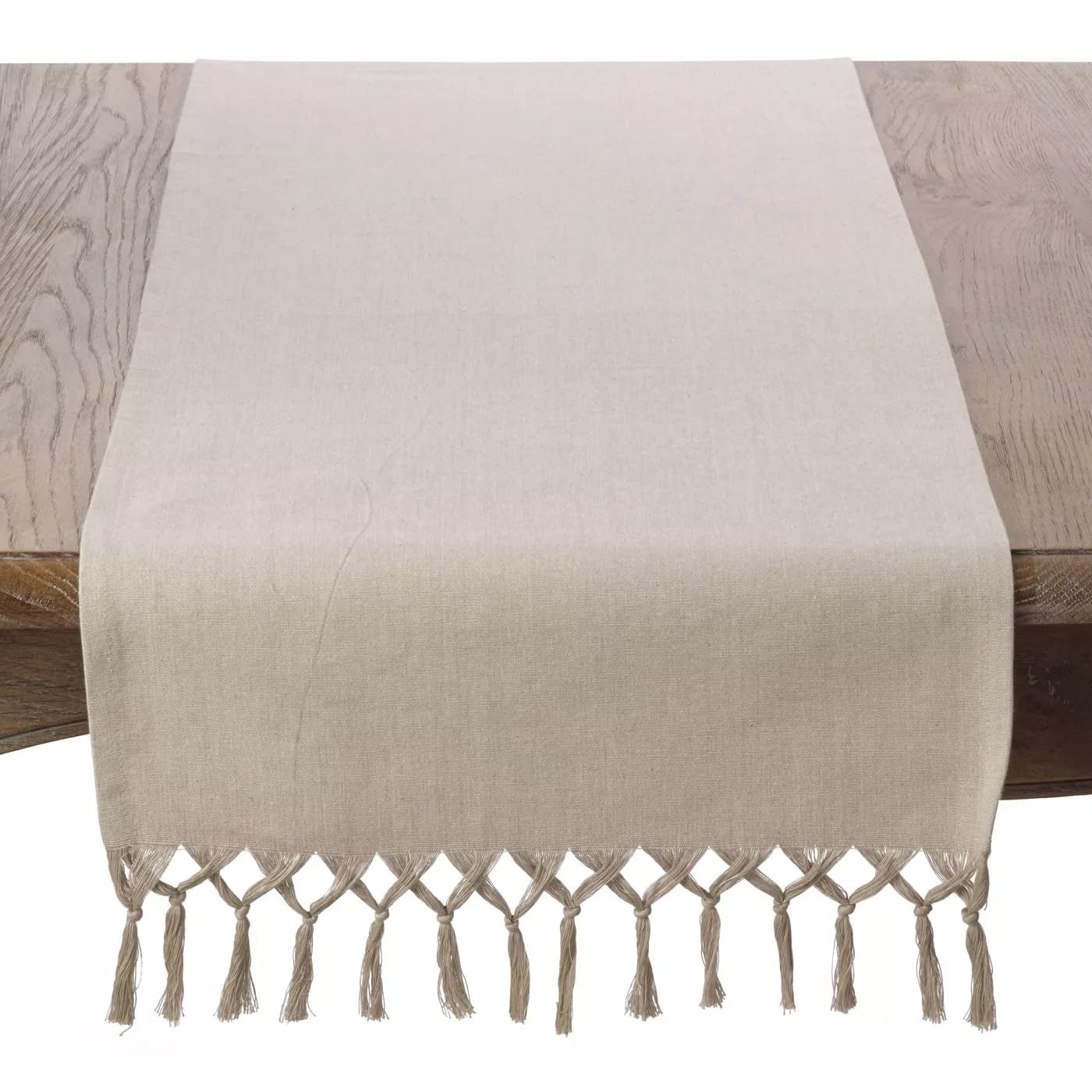 Fennco Styles Contemporary Knotted Tassel 100% Cotton Table Runner 16"W ...