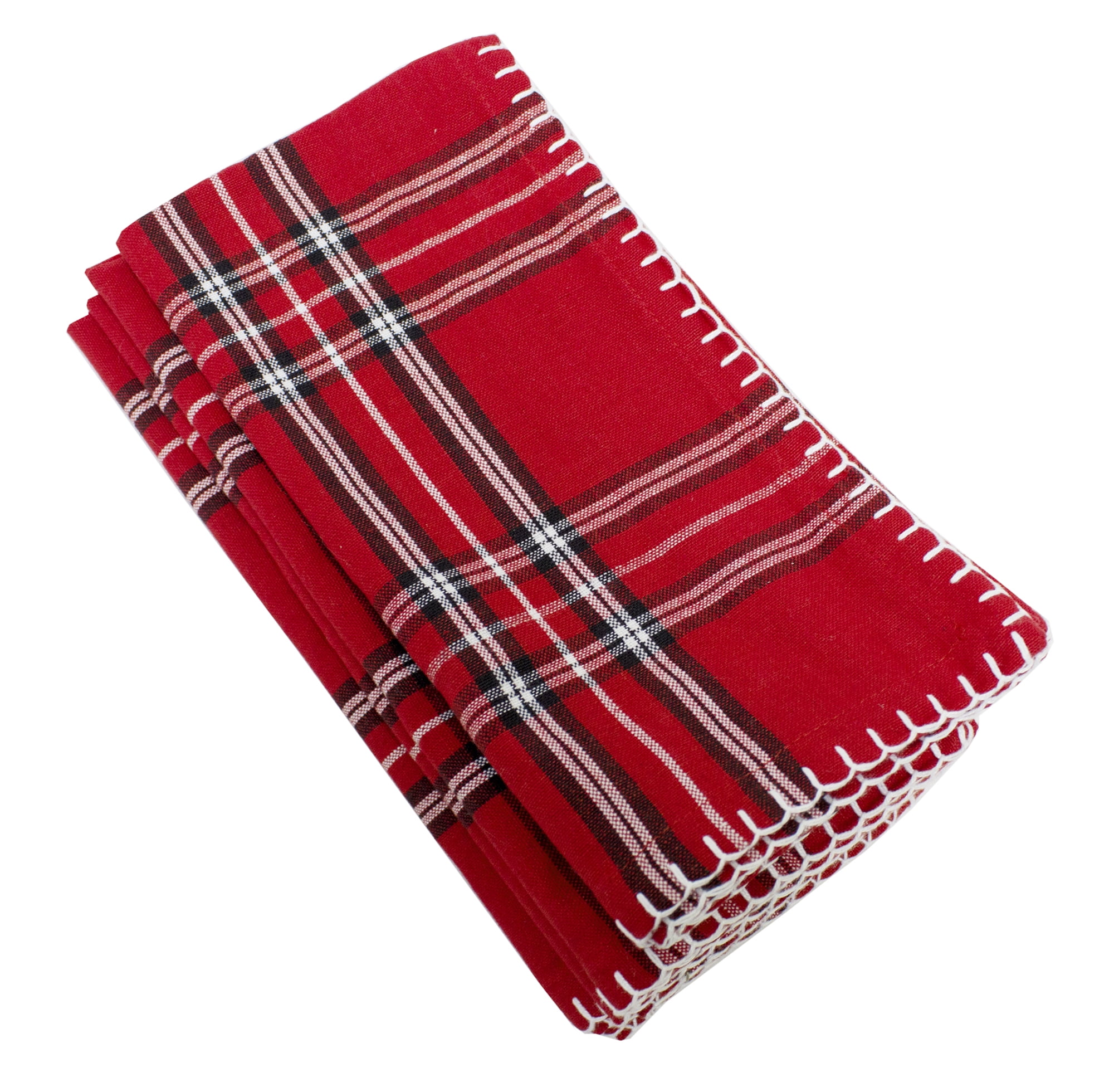 Fennco Styles Contemporary Plaid Whip Stitched Flange 100% Pure Cotton ...