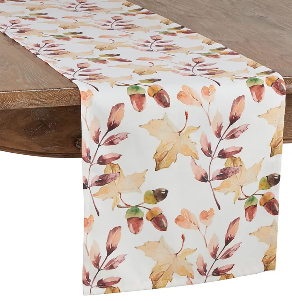 Fennco Styles Cottage Watercolor Acorn Leaves 16 x 54 Inch Table Runner ...