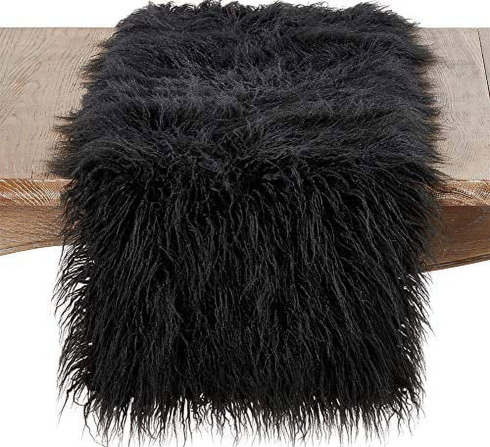Fennco Styles Decorative Faux Mongolian Fur Runner (Black, 16"x72 ...