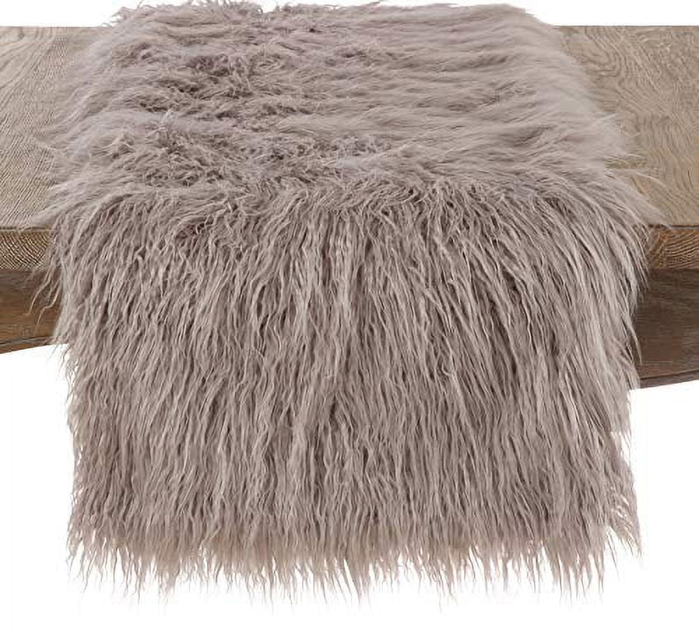 Fennco Styles Decorative Faux Mongolian Fur Runner (Fog, 16"x108 ...