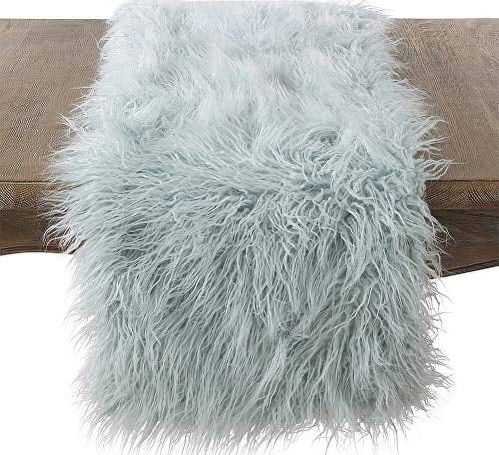 Fennco Styles Decorative Faux Mongolian Fur Runner (Ice Blue, 16"x90 ...