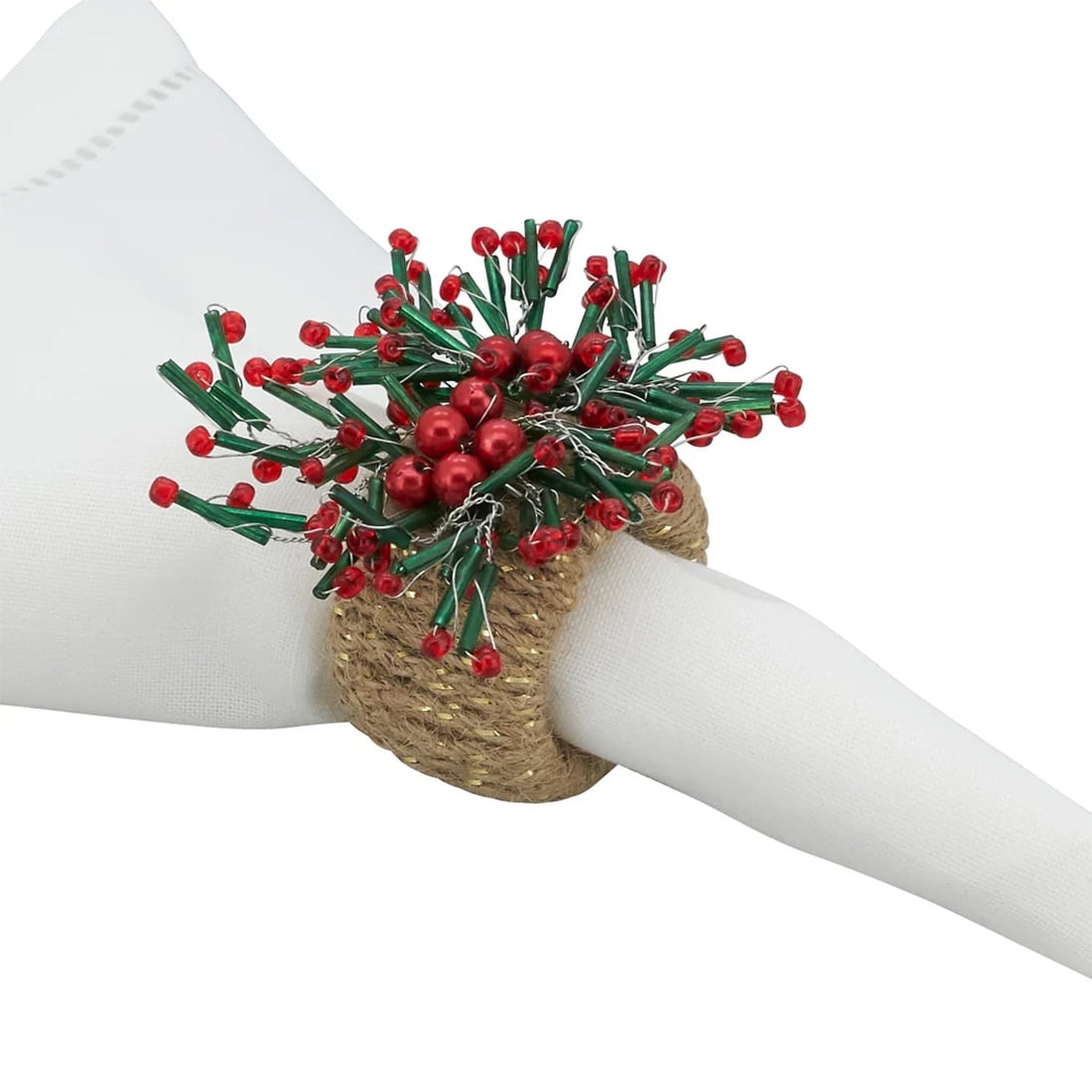 Fennco Styles Delicate Beaded Holiday Napkin Rings, Set of 4 ...