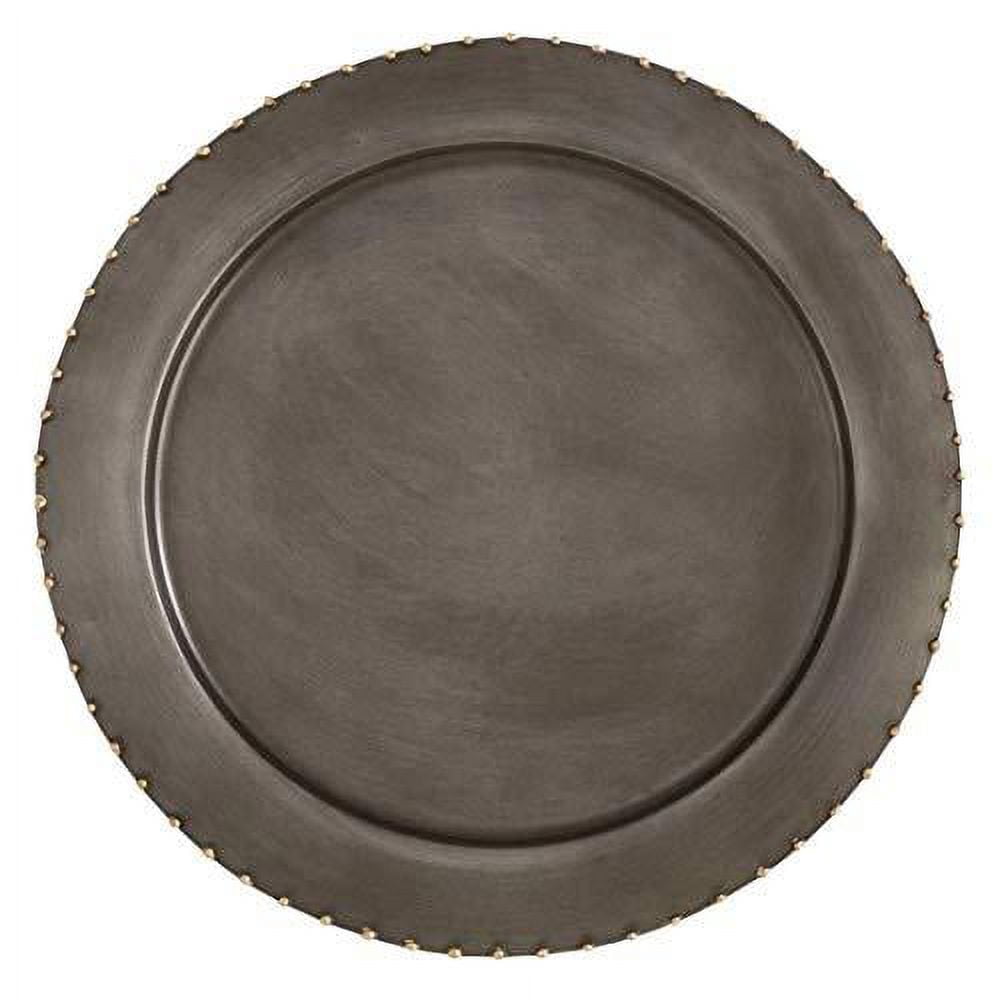 Fennco Styles Dot Rim Metal Charger Plates 13" Round, Set of 4 â ...