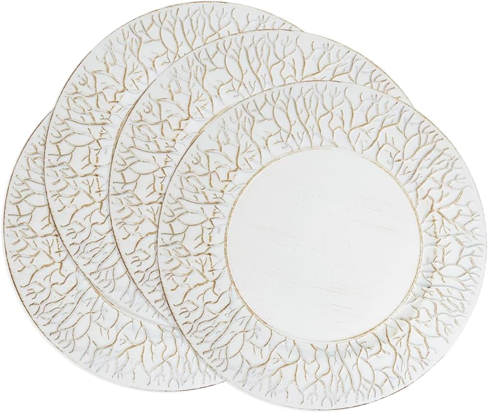 Fennco Styles Elegant Branch Rim Charger Plates 13" Round, Set of 4 ...