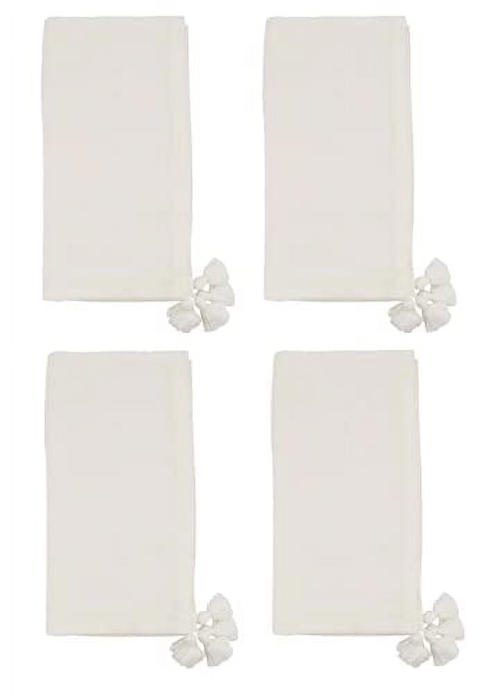 Fennco Styles Elegant Solid Color Linen Cloth Napkins with Tassel 20" W ...