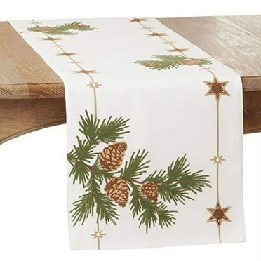 Fennco Styles Joy Ornament Cotton Table Runner 16" W x 72" L - Natural ...