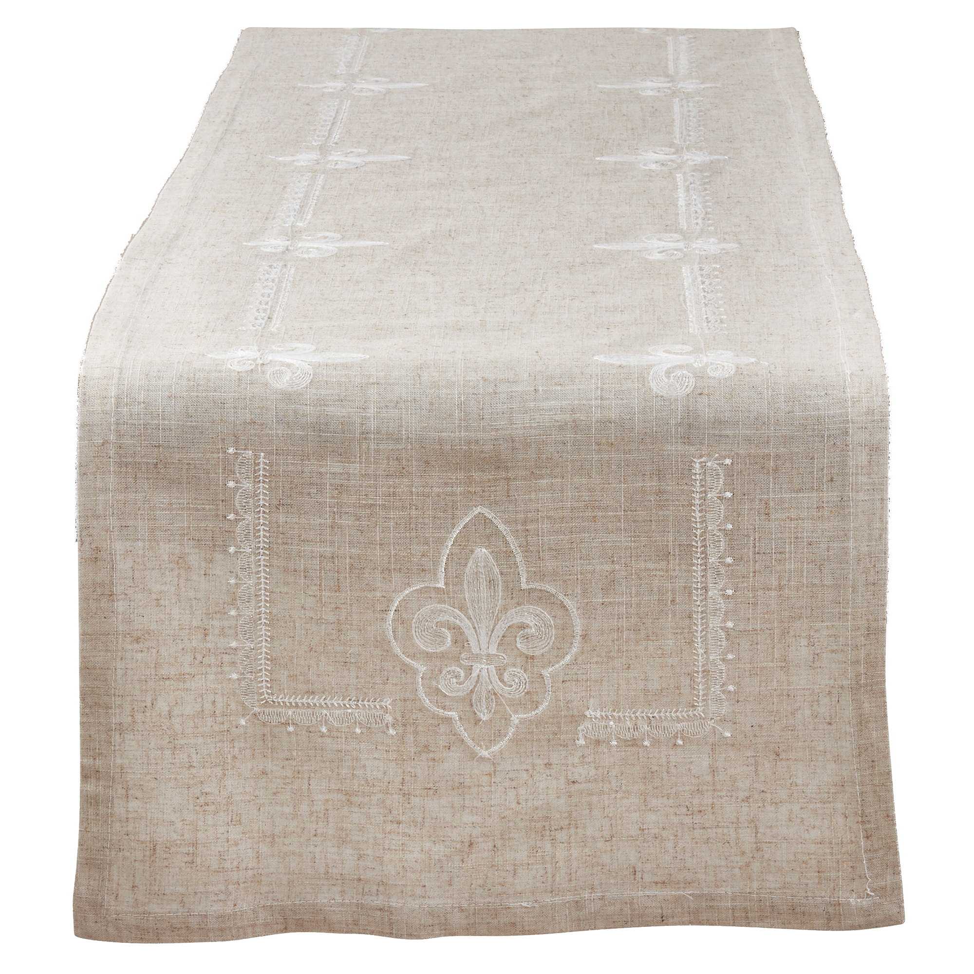 Fennco Styles Fabia Collection Elegant Embroidered Fleur de Lis Linen ...