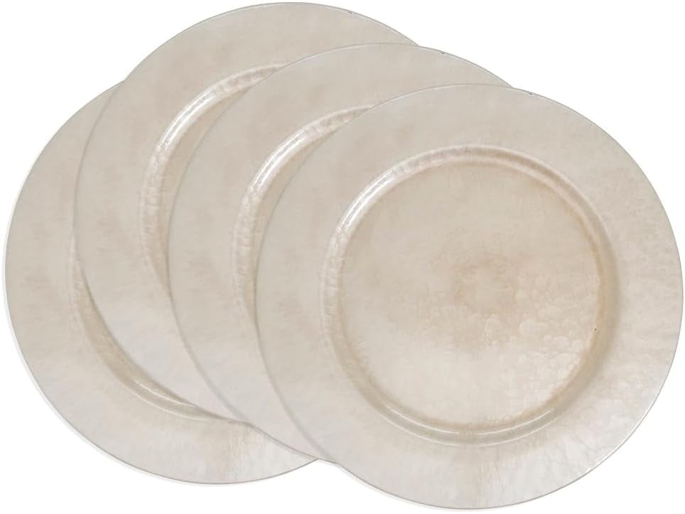 Fennco Styles Faux Mother of Pearl Charger Plates 13" Round, Set of 4 ...