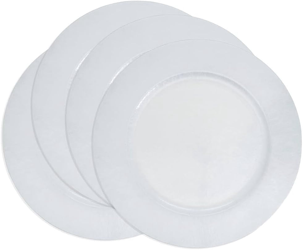 Fennco Styles Faux Mother of Pearl Charger Plates 13" Round, Set of 4 ...