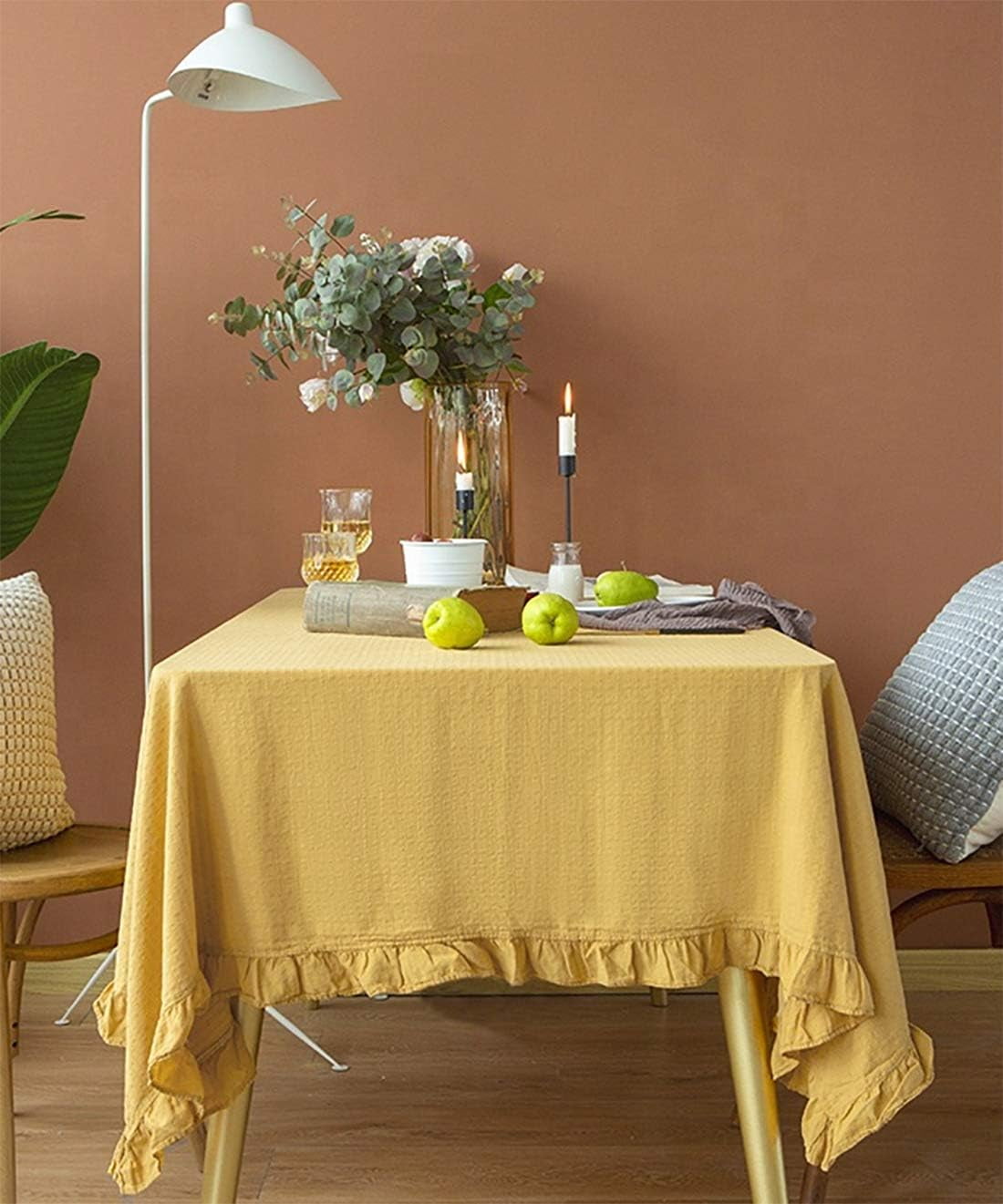 Fennco Styles French Ruffled Border Cotton Woven Tablecloth - Walmart.com