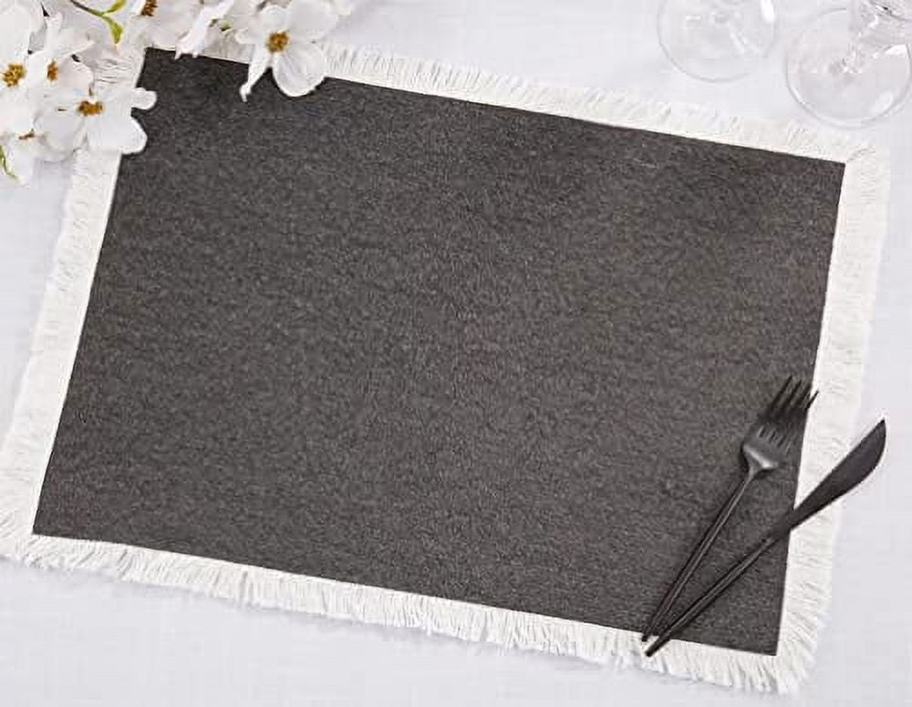 Fennco Styles Fringe Border Design Cotton Placemats 14" W x 20" L, Set ...