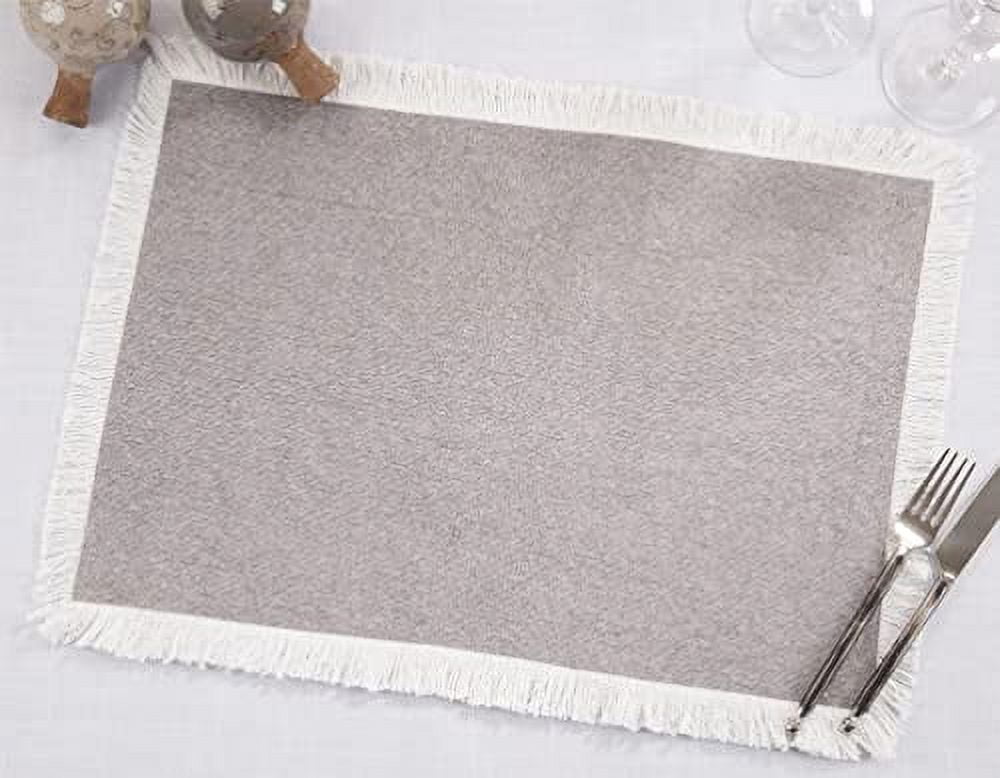 Fennco Styles Fringe Border Design Cotton Placemats 14" W x 20" L, Set ...