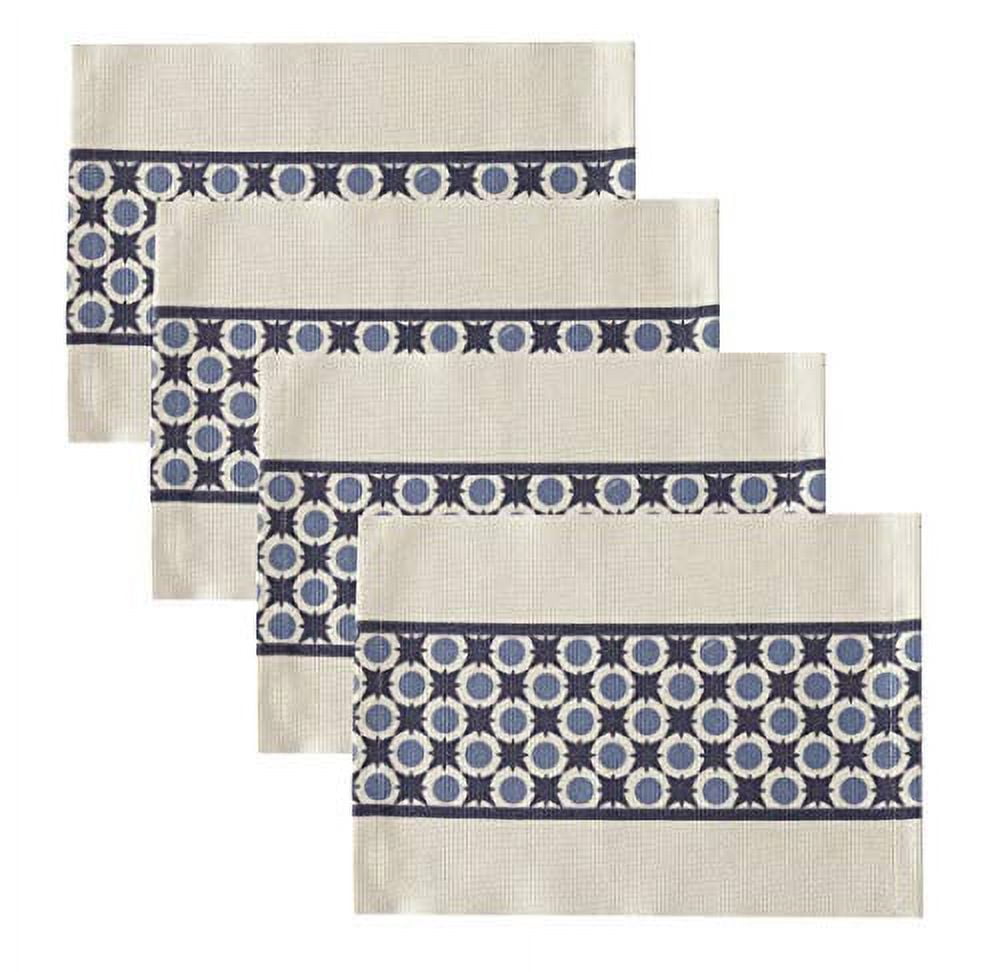 Fennco Styles Geometric Tile Print Braided Table Cotton Placemats 14" W ...