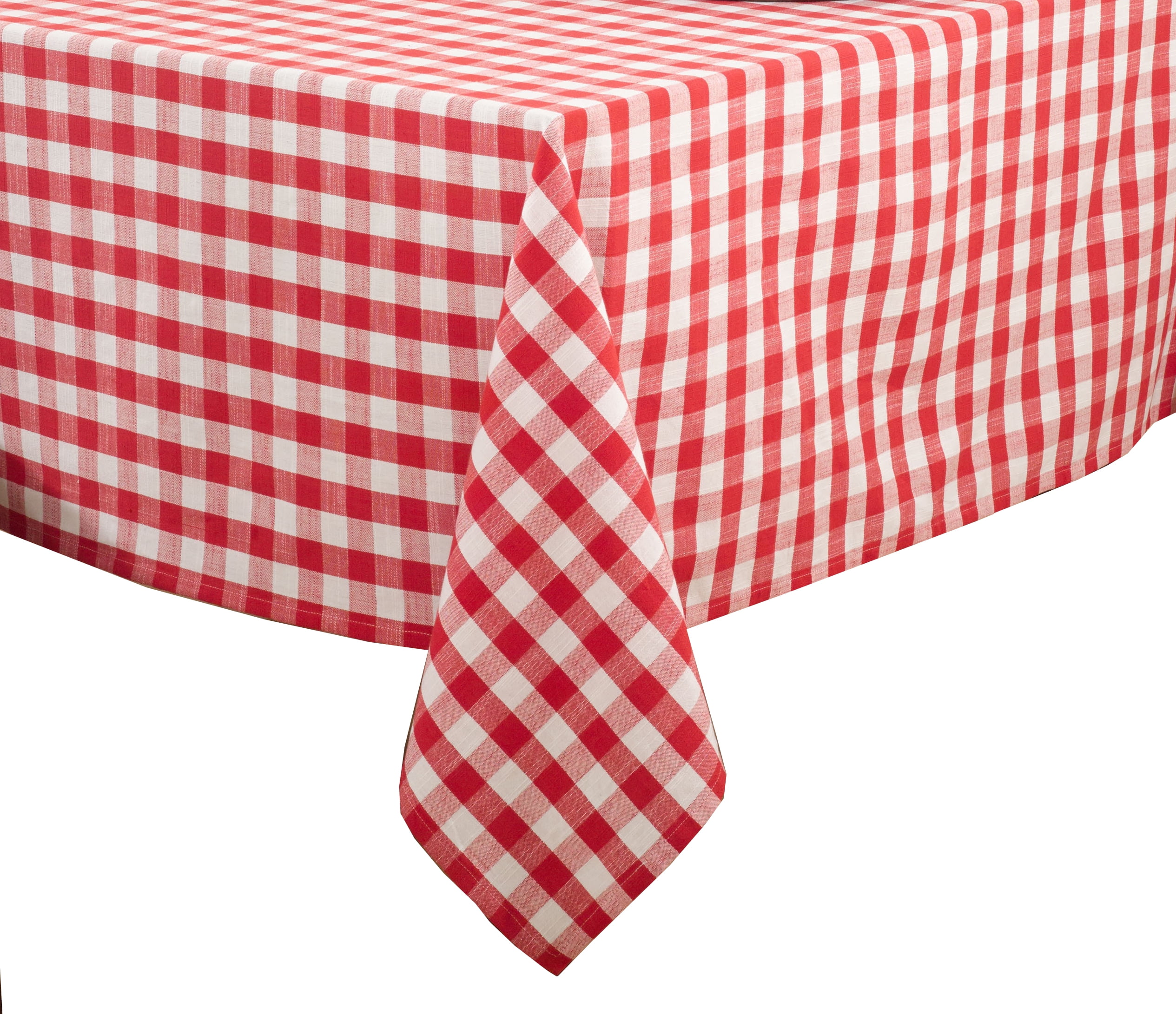 Fennco Styles Gingham Plaid Cotton Square Tablecloth -72"x72" (Red ...