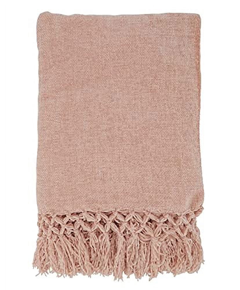 Fennco Styles Hand-Knotted Solid Chenille Throw 50" W x 60" L - Blush ...