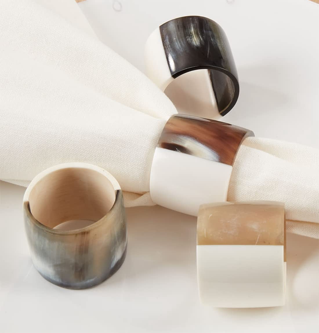 Fennco Styles Handcrafted Buffalo Horn & Resin Napkin Rings, Set of 4 ...