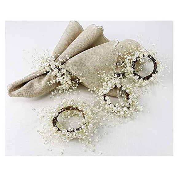 Elegant Pearl and Beaded Napkin Rings for Home Decor and Events