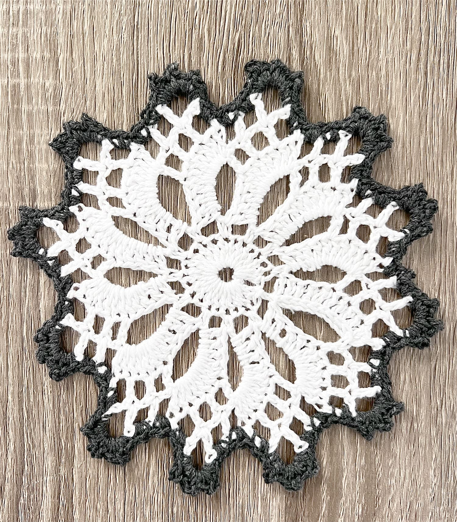 Fennco Styles Handmade Crochet Cotton Whirlwind Two-Tone Doily 6" Round ...