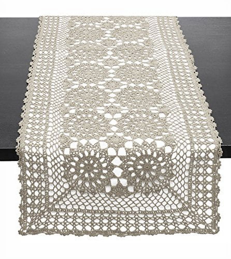 Fennco Styles Handmade Crochet Lace Cotton Rectangular Table Runner (16 ...
