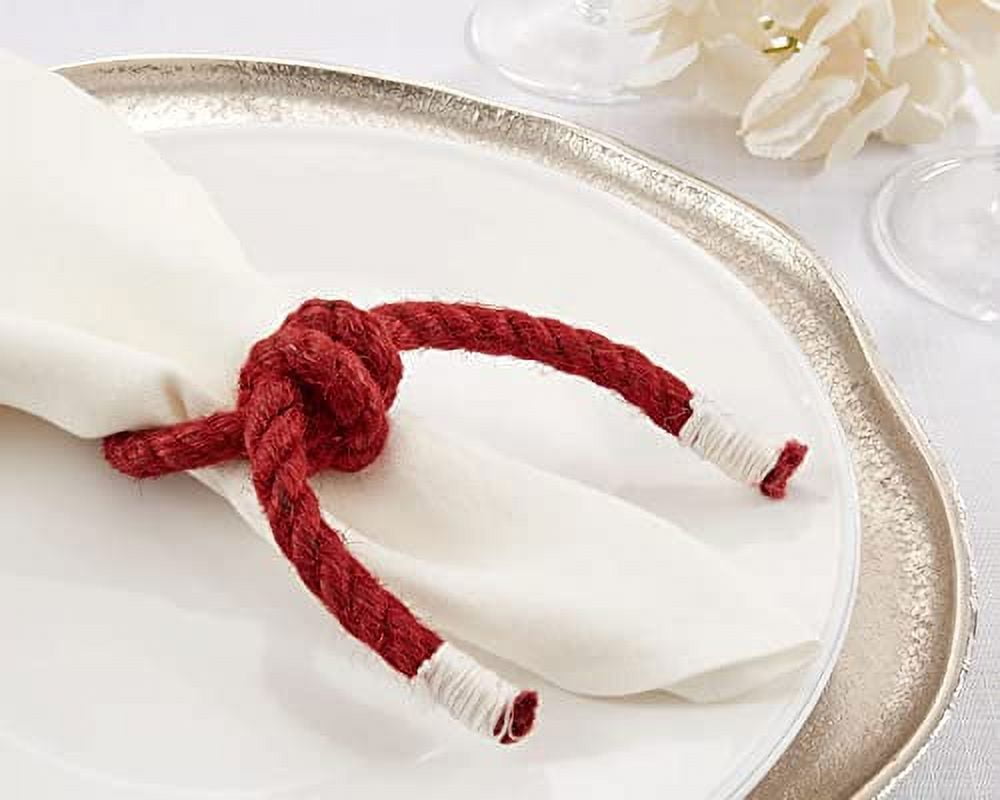 Fennco Styles Handmade Knotted Rope Napkin Rings, Set of 4 - Red Cotton ...