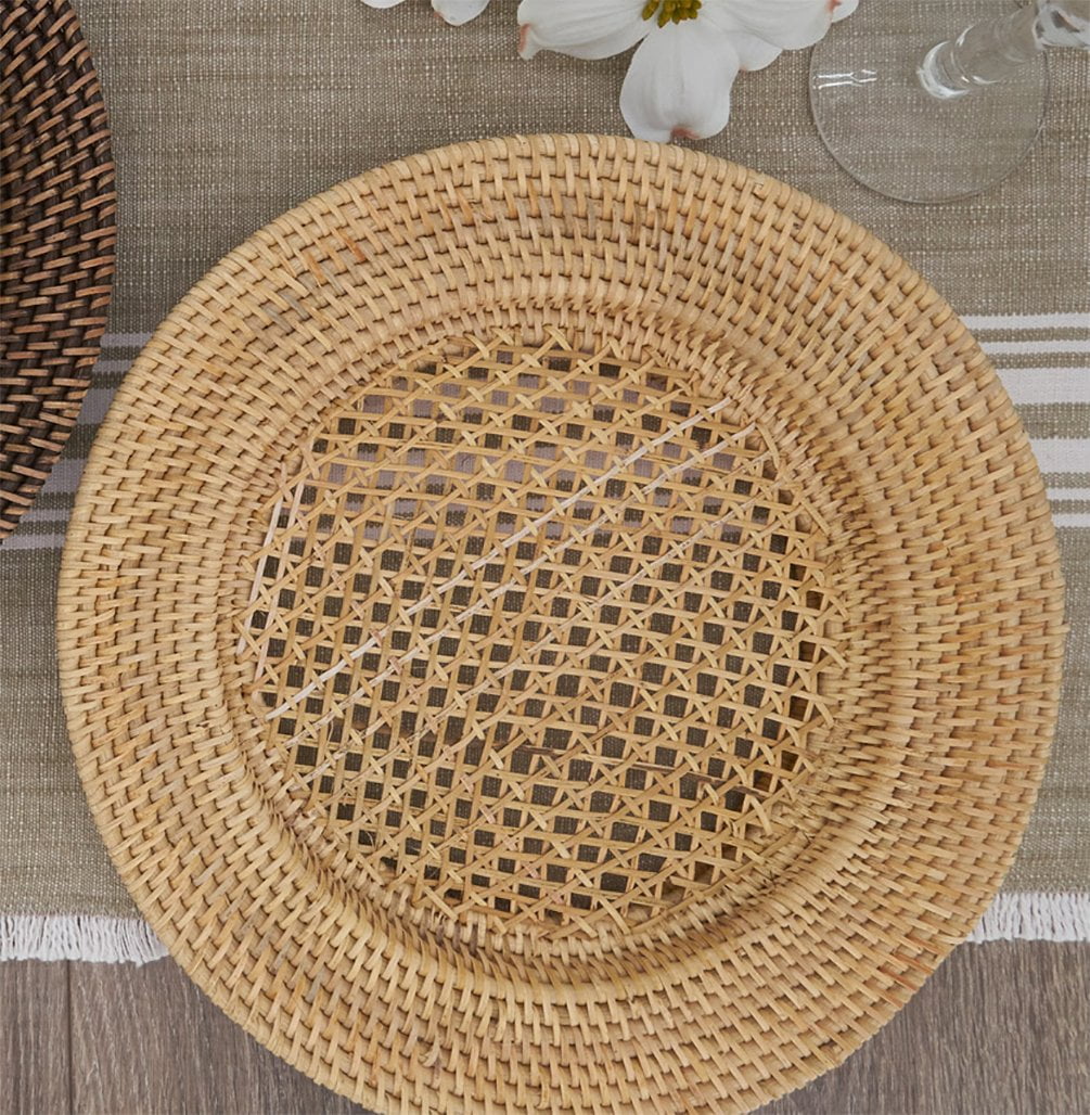 Fennco Styles Handmade Rattan Decorative Charger Plates 13" Round, Set ...