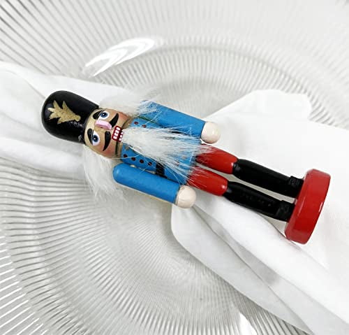 Fennco Styles Handmade Wooden Nutcracker Decorative Napkin Rings, Set ...