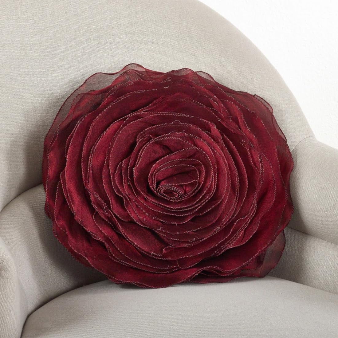 Fennco Styles Hayley Rose Chiffon Flower Decorative Filled Throw Pillow ...