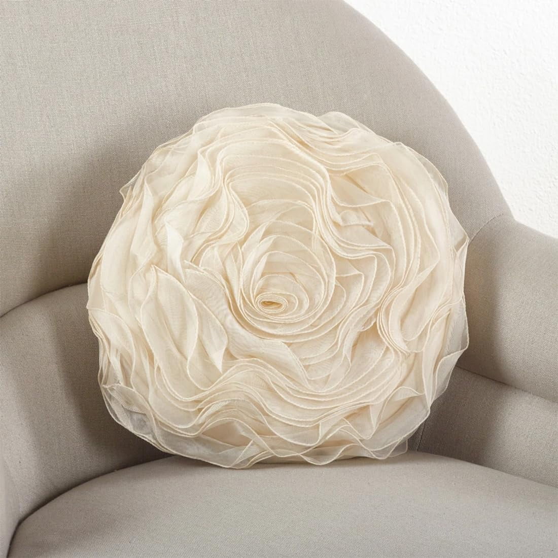 Fennco Styles Hayley Rose Chiffon Flower Decorative Filled Throw Pillow ...