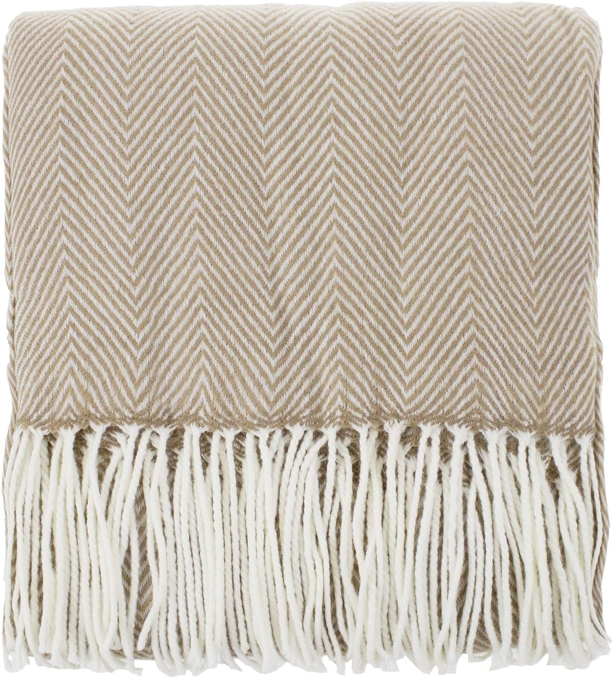 Fennco Styles Herringbone Collection Contemporary Fringed 50 x 60 Inch ...
