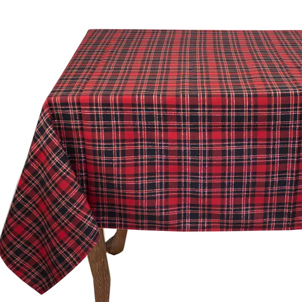 Fennco Styles Highland Holiday Red & Black Plaid Design Tablecloth-70 ...