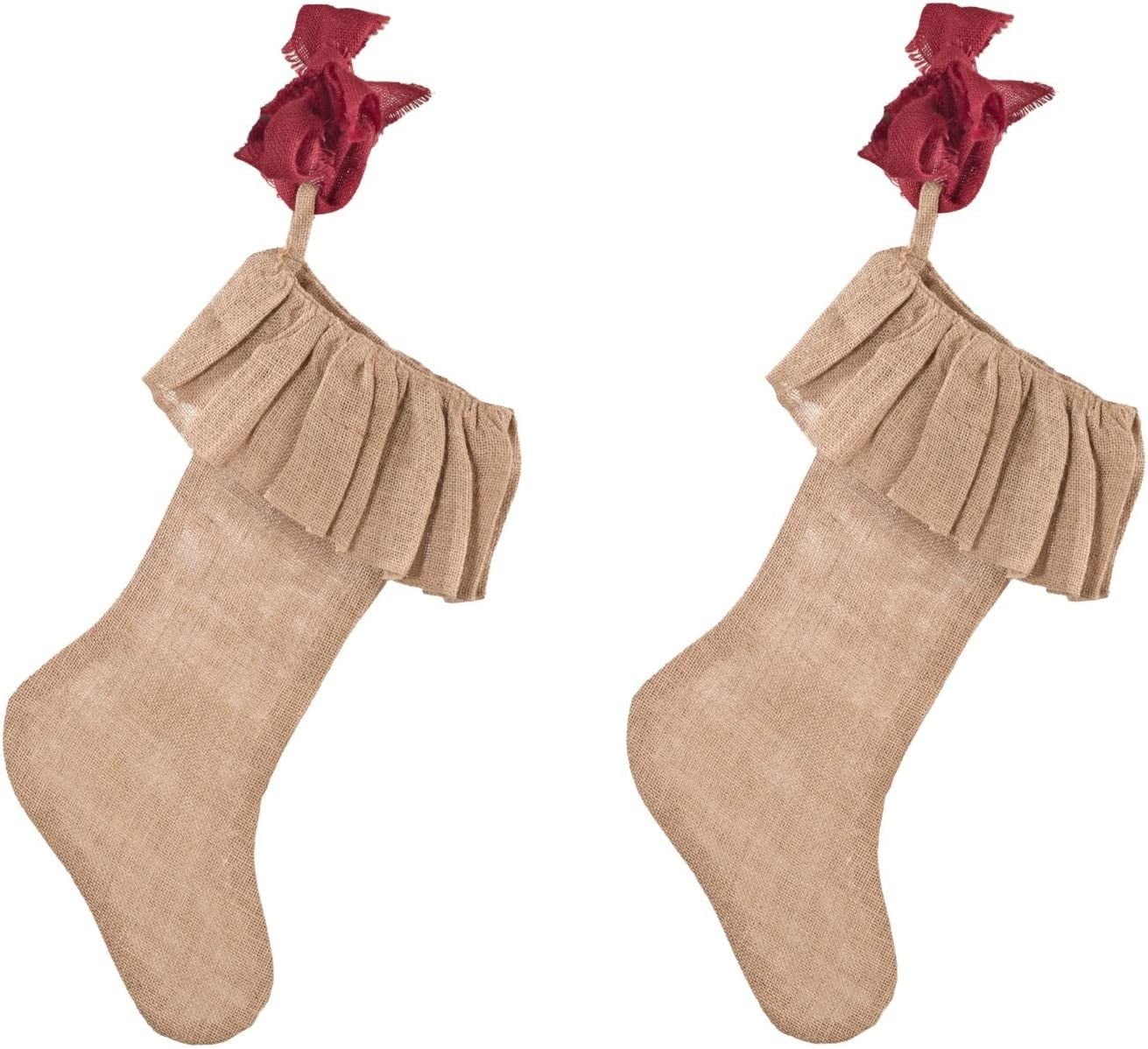Fennco Styles Holiday Décor Ruffled Jute Stockings 13" W X 19" L, Set ...