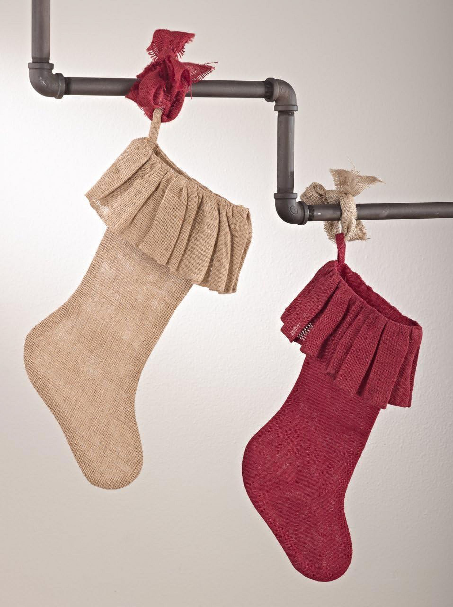 Fennco Styles Holiday Décor Ruffled Jute Stockings 13" W X 19" L, Set ...