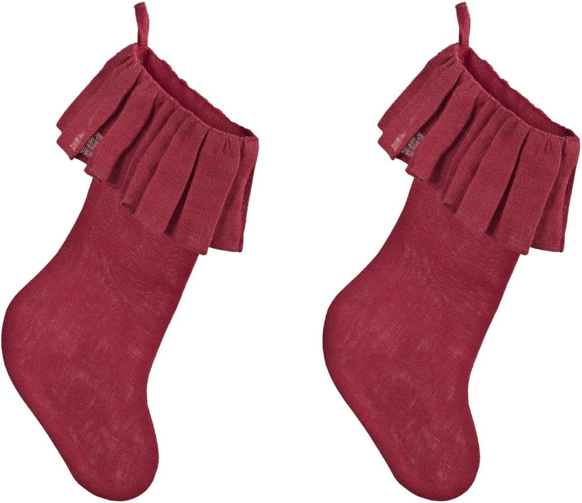 Fennco Styles Holiday Décor Ruffled Jute Stockings 13" W X 19" L, Set ...
