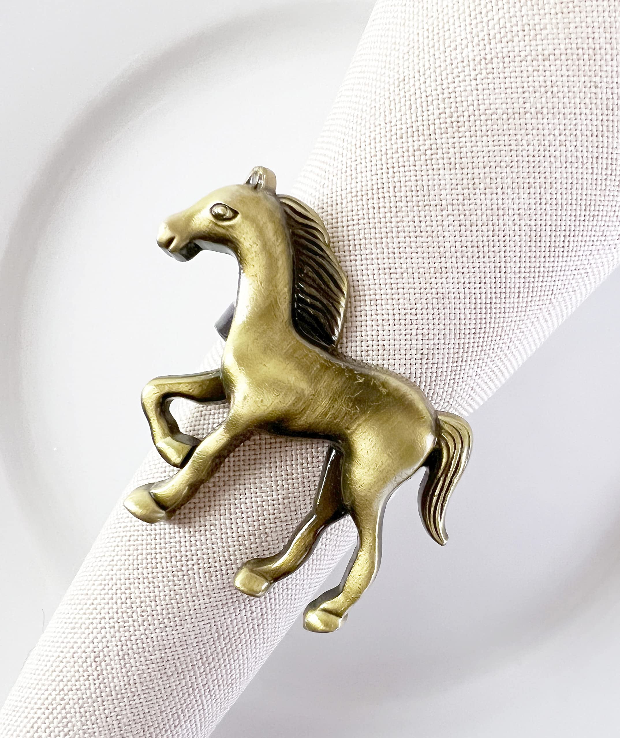 Fennco Styles Horse Metal Napkin Rings, Set of 4 - Bronze Animal Napkin ...