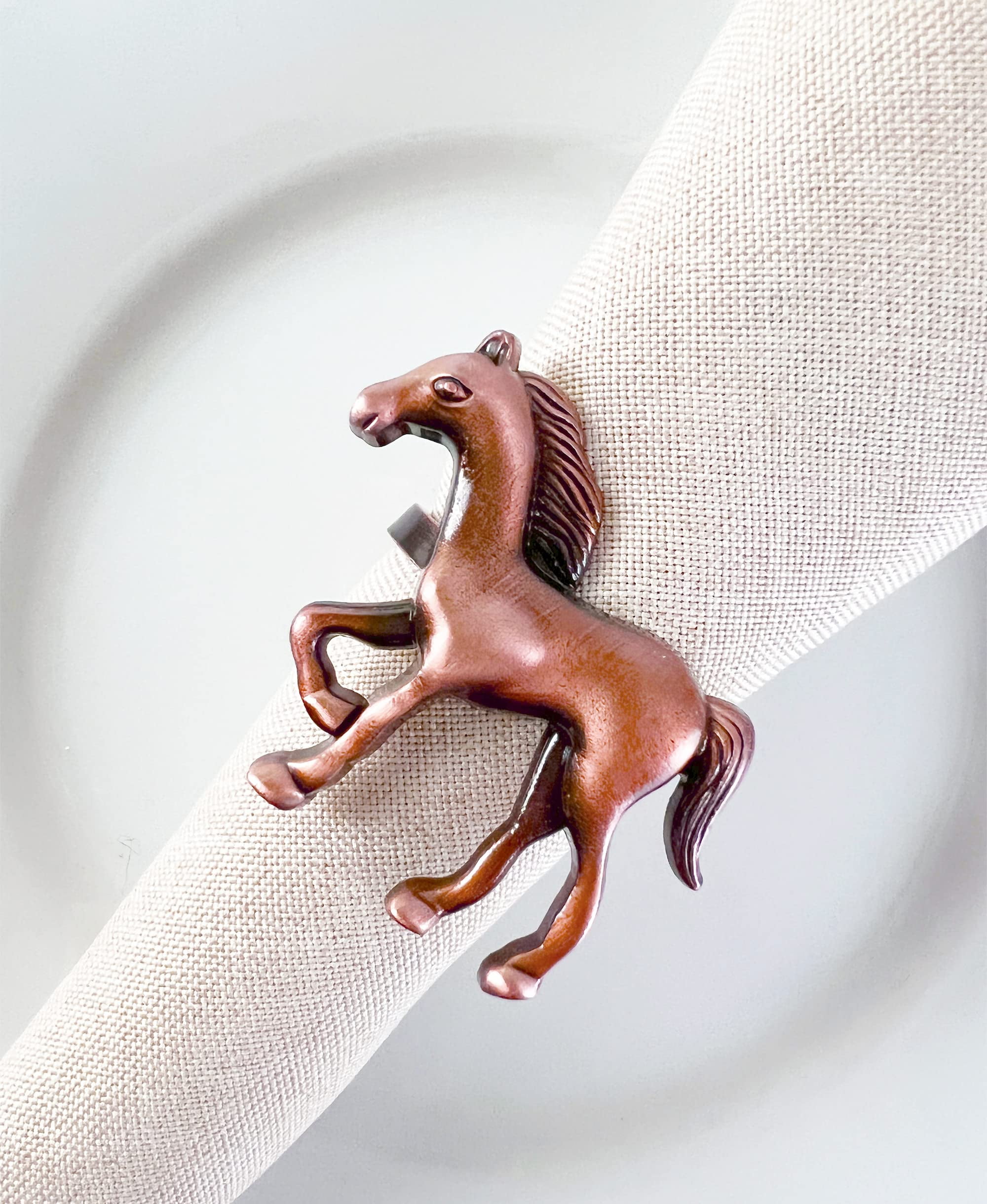 Fennco Styles Horse Metal Napkin Rings, Set of 4 - Copper Animal Napkin ...