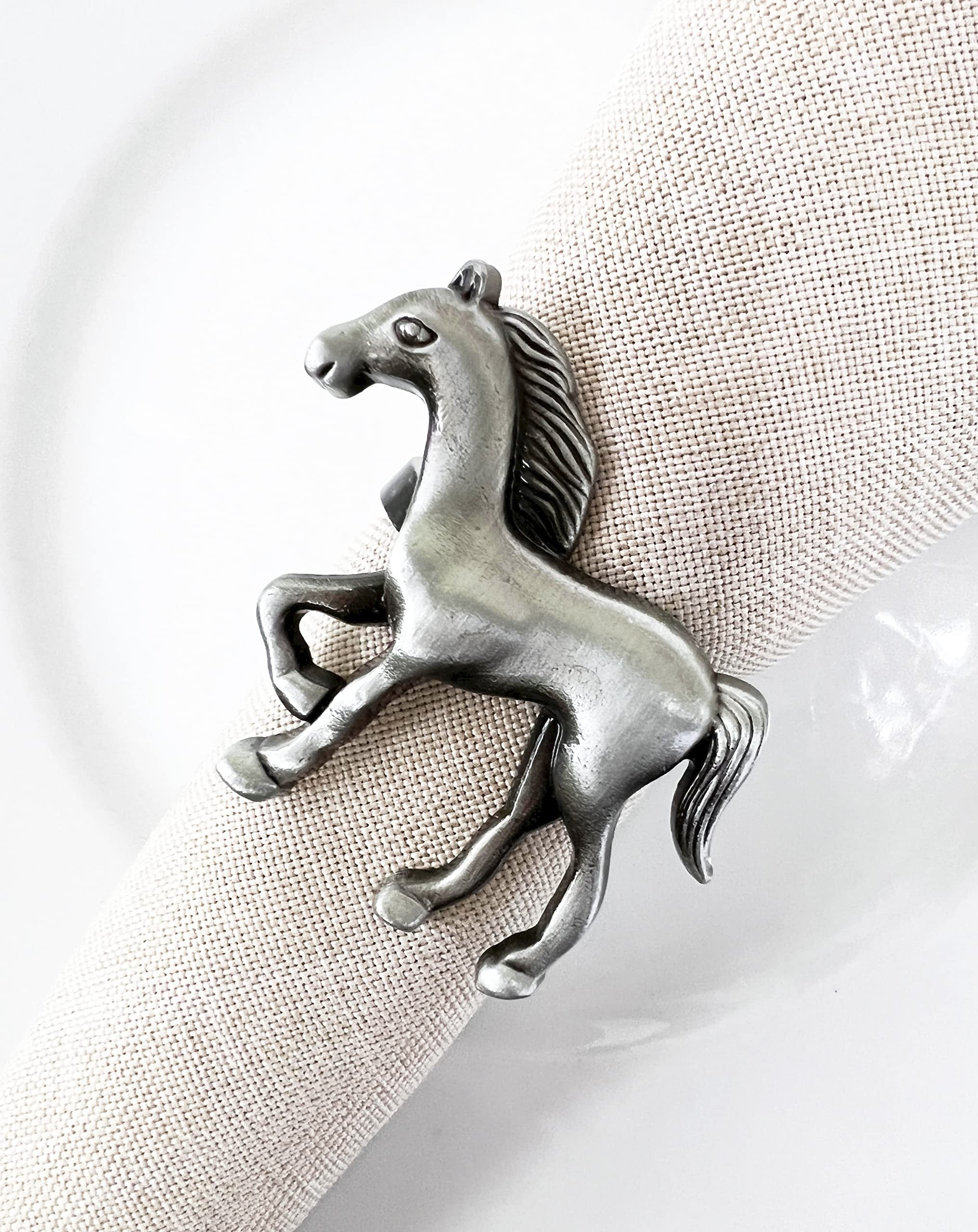 Fennco Styles Horse Metal Napkin Rings, Set of 4 - Pewter Animal Napkin ...