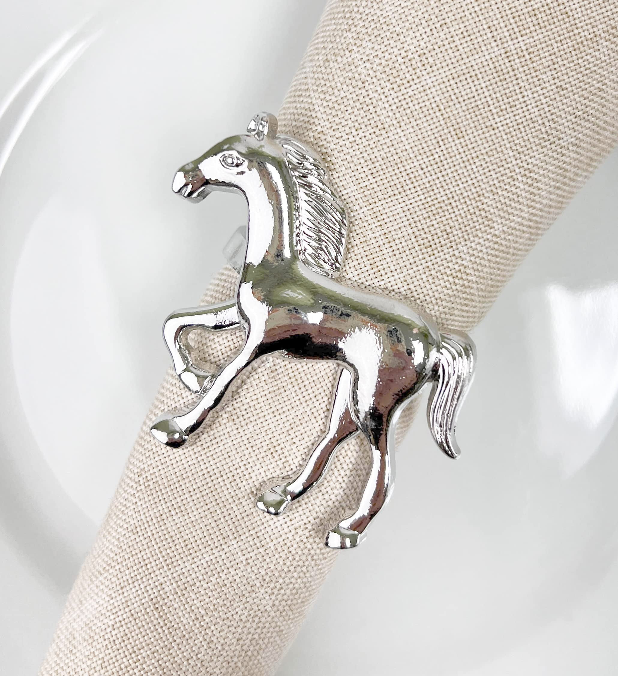 Fennco Styles Horse Metal Napkin Rings, Set of 4 - Silver Animal Napkin ...