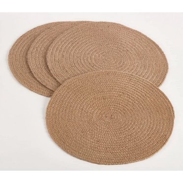 Fennco Styles Woven Design Placemats 15 Inches Round, Set of 4, Natural ...