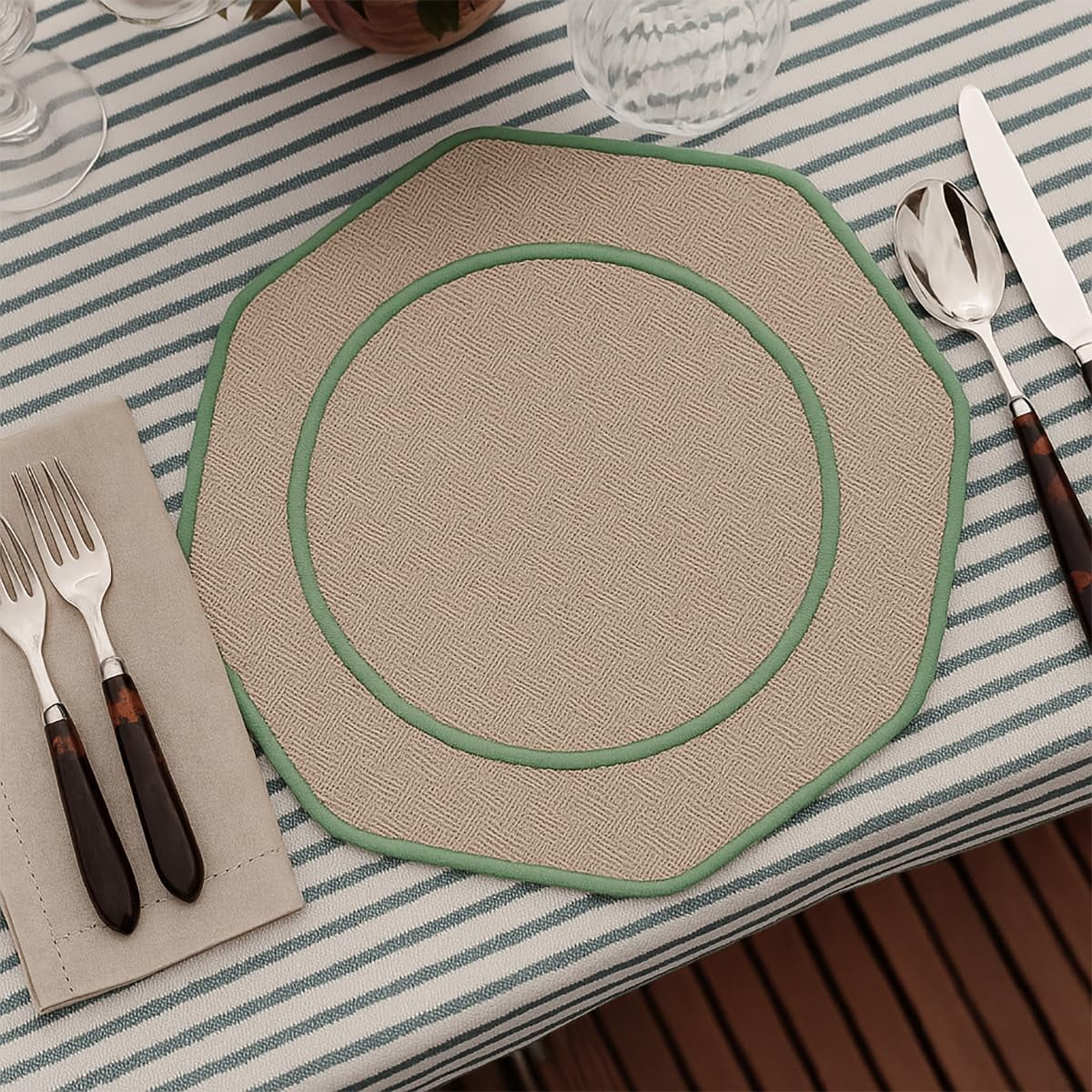 Fennco Styles Jute Woven 13" Octagon-Shaped Rustic Dining Placemats ...