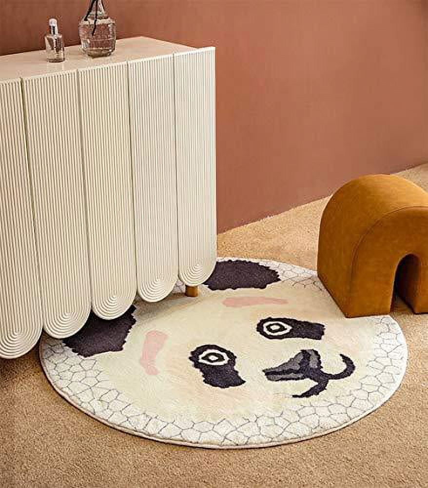 Fennco Styles Kids Cartoon White Panda Shag Area Rug 32" Round - Animal ...