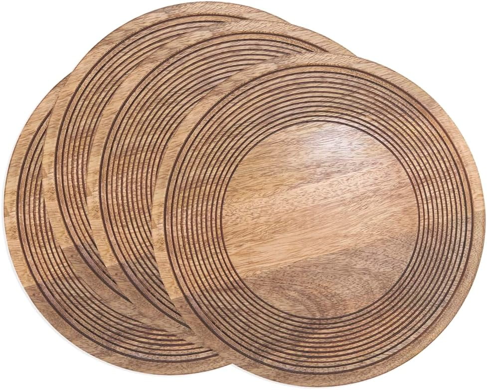 Fennco Styles Mango Wood Charger Plates 13" Round, Set of 4 – Natural ...