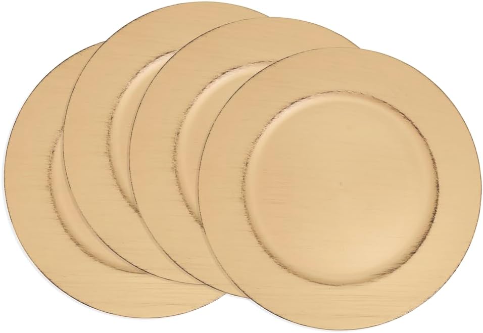 Fennco Styles Modern Brushed Charger Plates 13" Round, Set of 4 – Gold ...