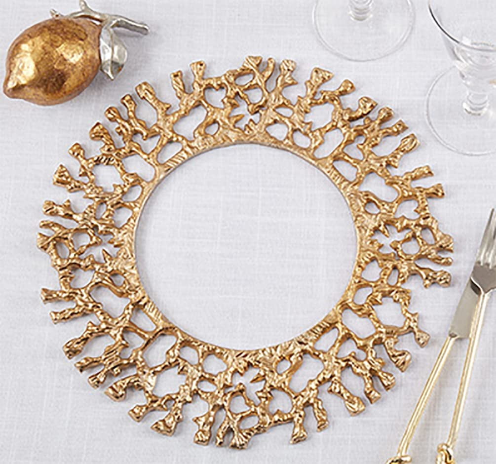 Fennco Styles Modern Coral Rim Aluminum Charger Plates 13" Round, 1 ...