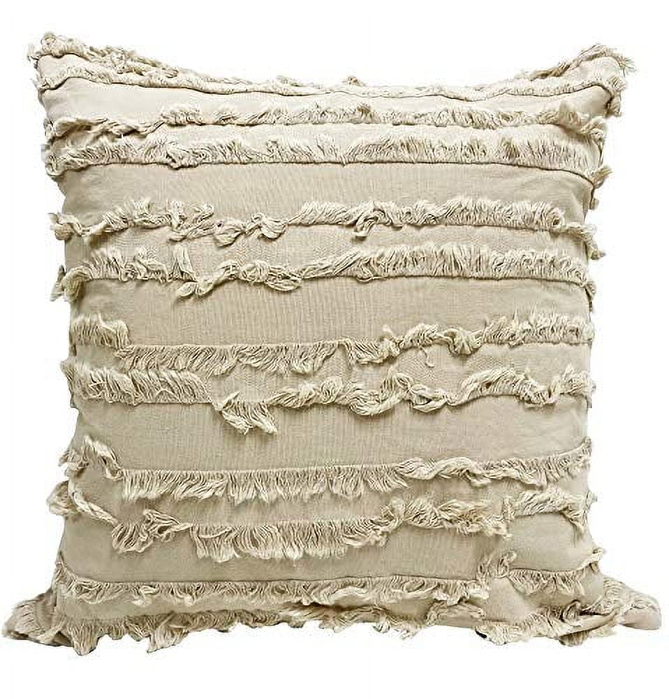 Fennco Styles Modern Fringe Stripe Cotton Decorative Throw Pillow 17" W ...
