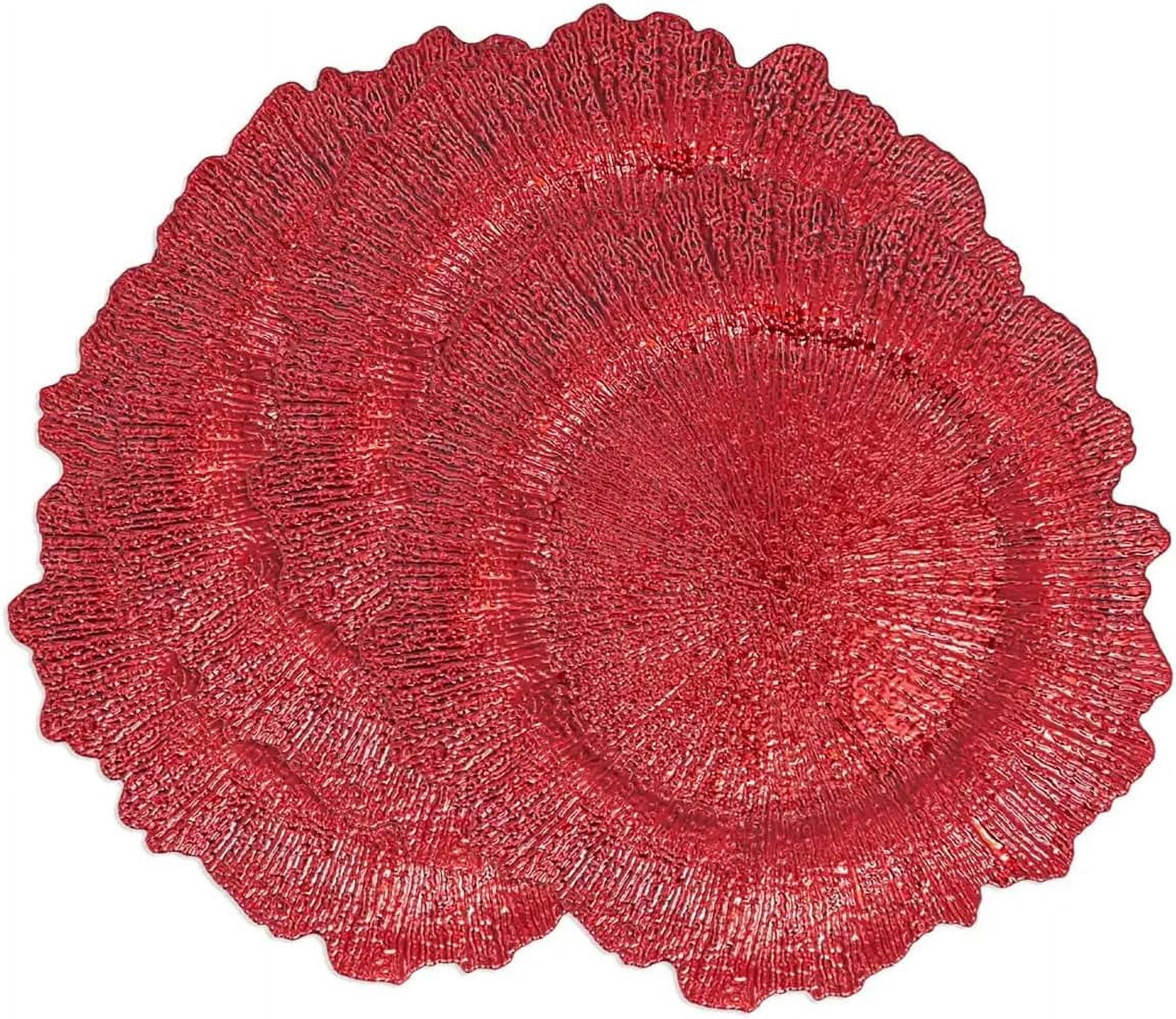 Fennco Styles Modern Starburst Charger Plates 14" Round, Set of 4 – Red ...