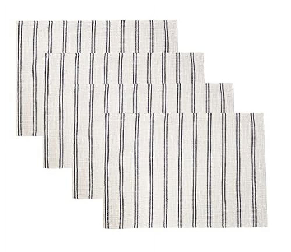 Fennco Styles Modern Striped Linen Blend Placemats 14" W x 20" L, Set ...